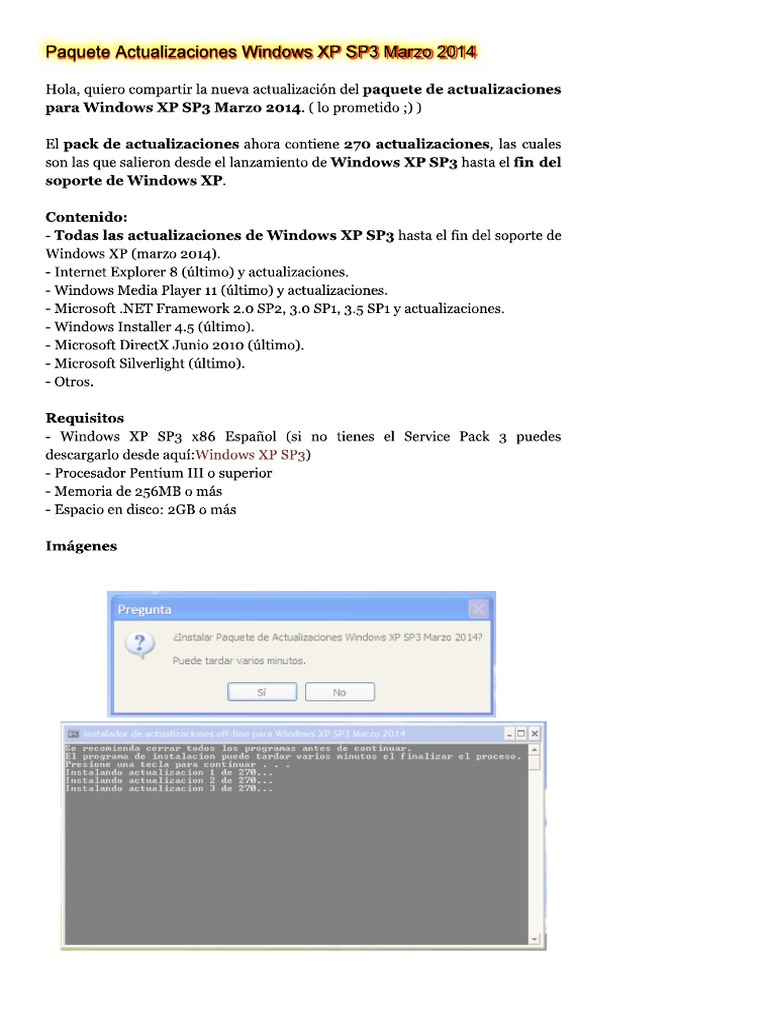 Actualizaciones Windows XP SP3 | PDF