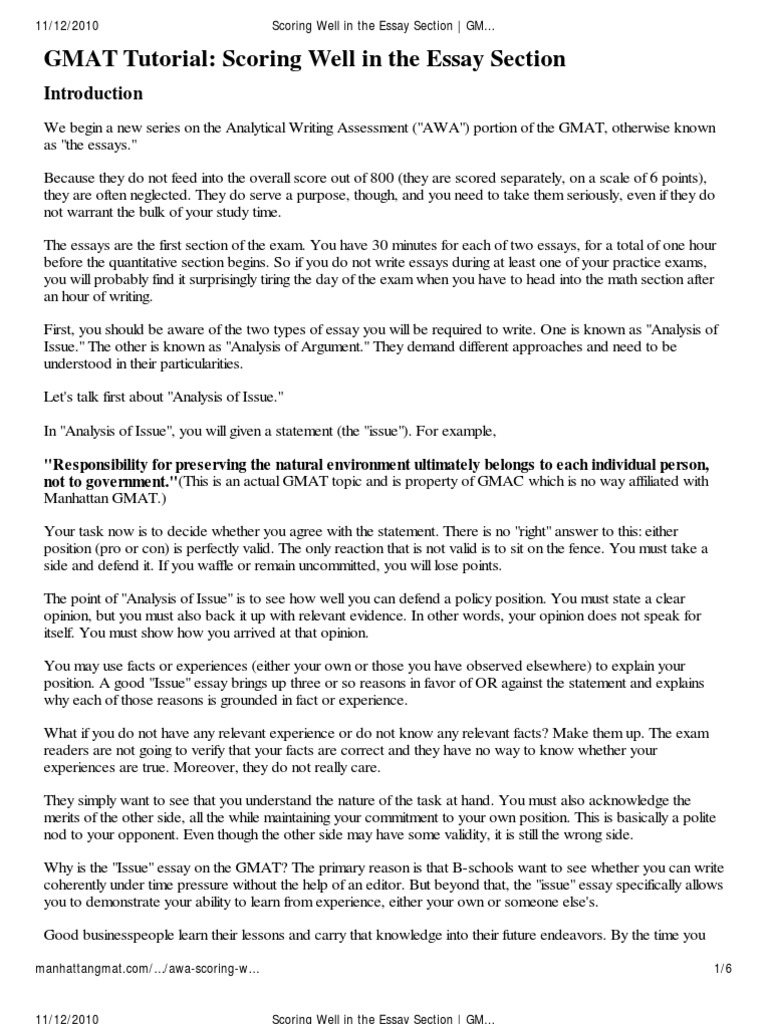 Scoring Well in The Essay Section - GMAT AWA Tutorials - Manhattan GMAT ...