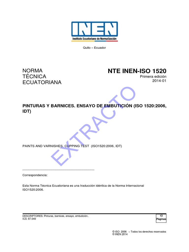 Inen 1520 | PDF | Organización internacional para la estandarización | Metrología