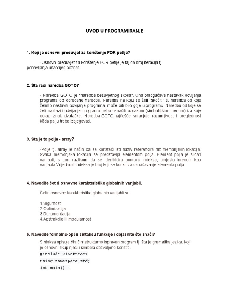 Uvod U Programiranje PDF | PDF