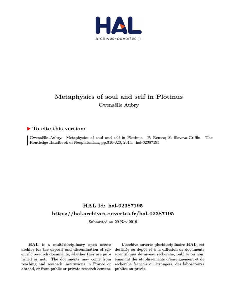 Plotinus on Soul and Self Metaphysics | PDF | Nous | Soul