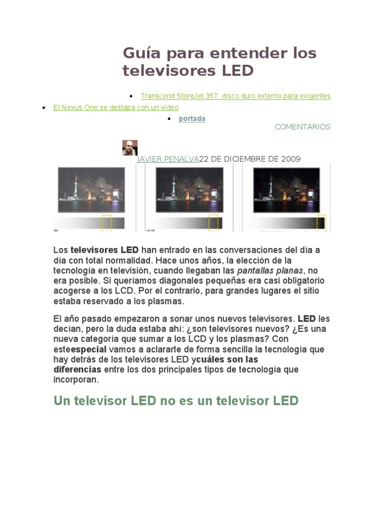 Guía para Entender Los Televisores LED | PDF | Diodo emisor de luz ...