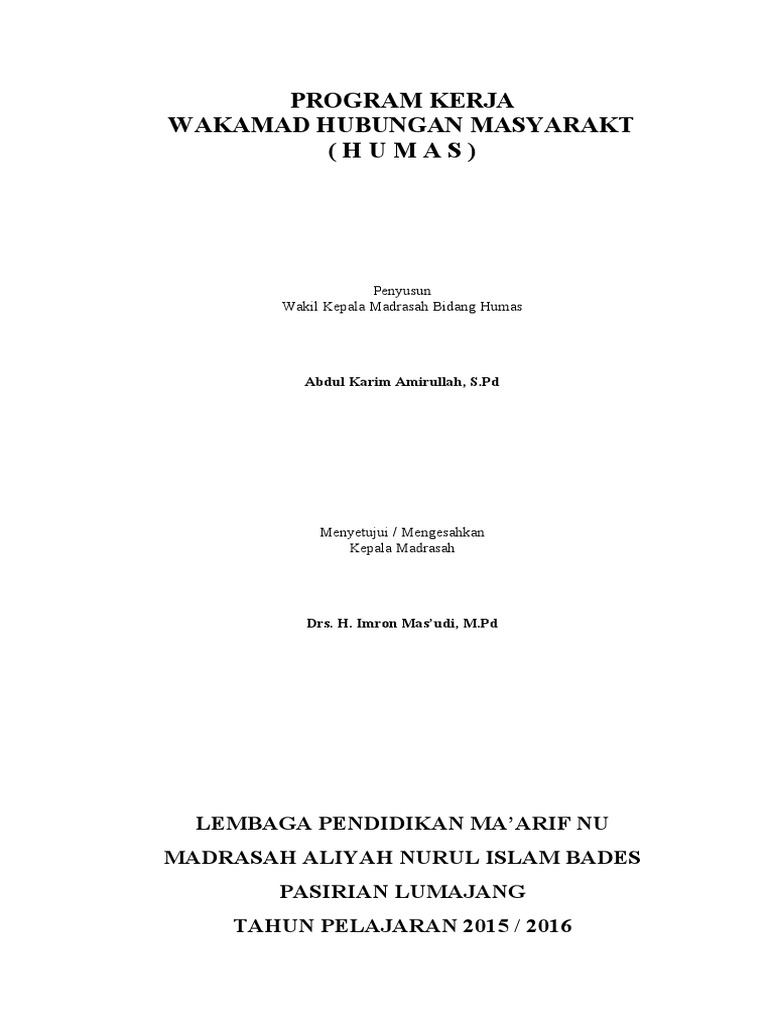 Rencana Fungsi Dan Tugas PKM HUMAS | PDF