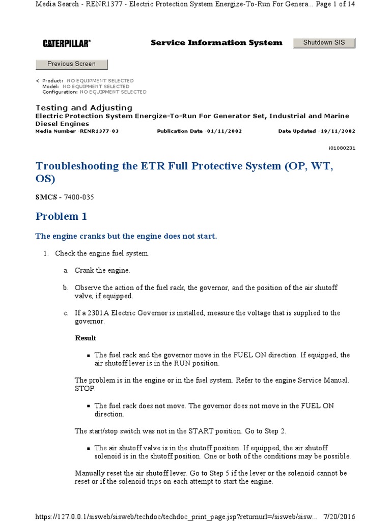 Troubleshooting The ETR Full Protective System (OP, WT, OS) | PDF ...