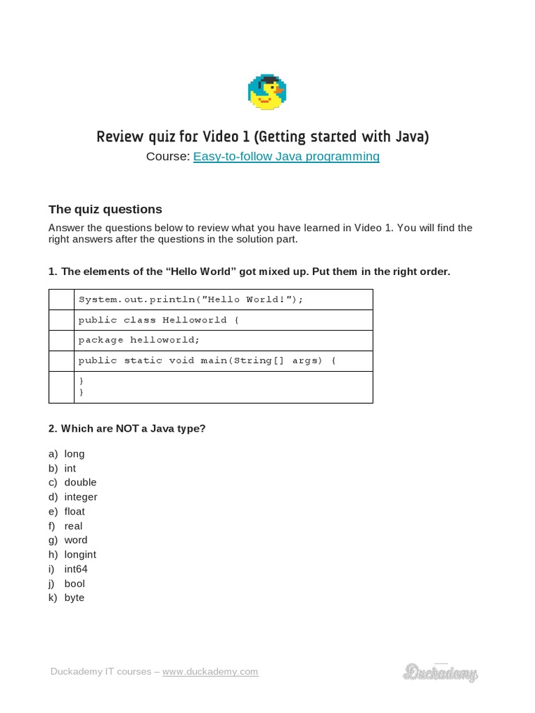 Course:: The Quiz Questions | PDF | Integer (Computer Science ...