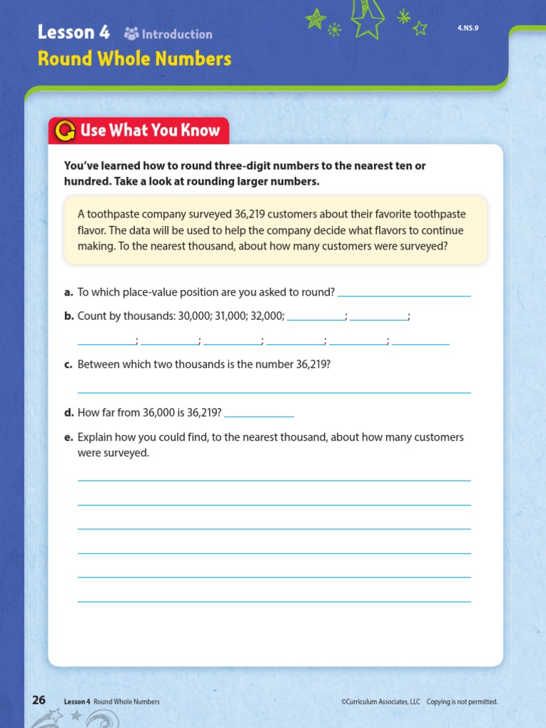 Round Whole Numbers Class Book | PDF