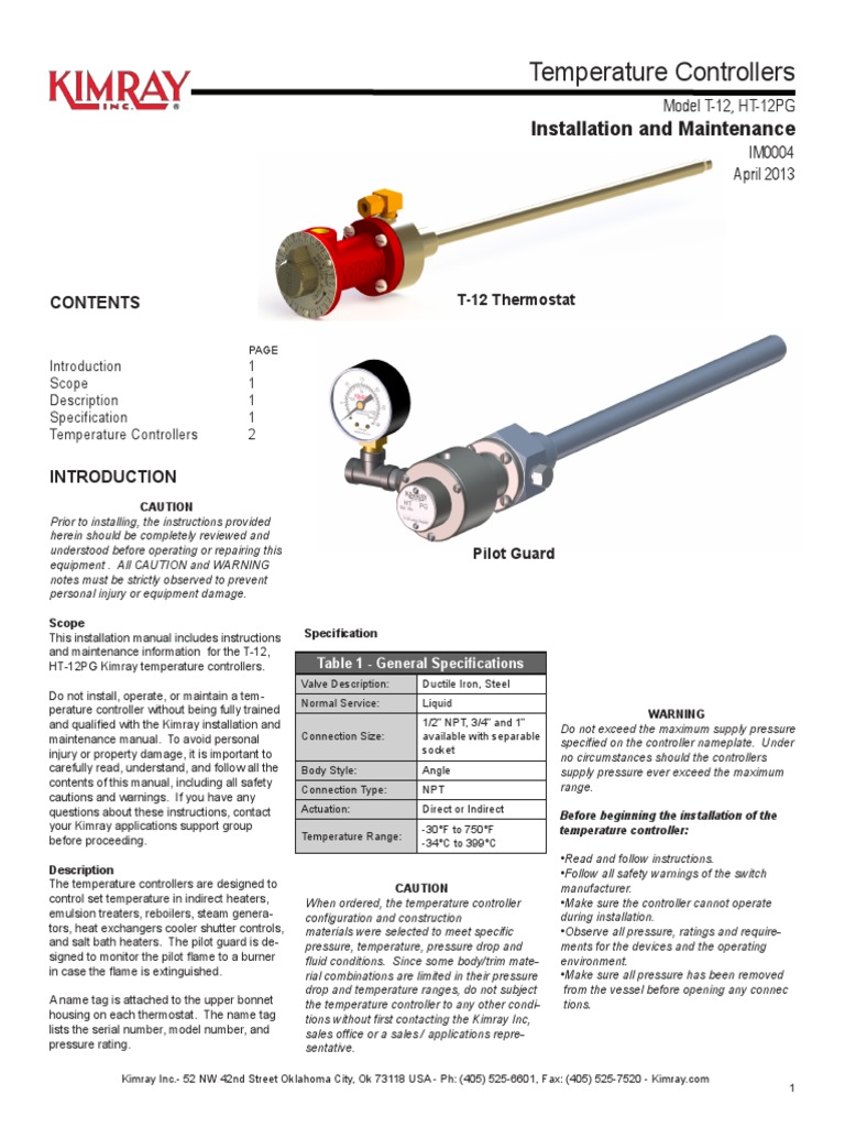 Temperature Controllers: Installation and Maintenance | PDF ...