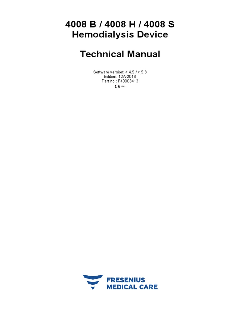 4008 B / 4008 H / 4008 S Hemodialysis Device Technical Manual | PDF ...
