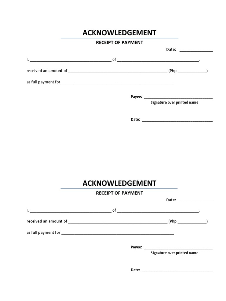 Acknowledgement Receipt Template | PDF | Finance & Money Management