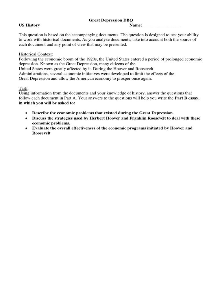 Great Depression DBQ PDF | PDF | Great Depression | Franklin D. Roosevelt