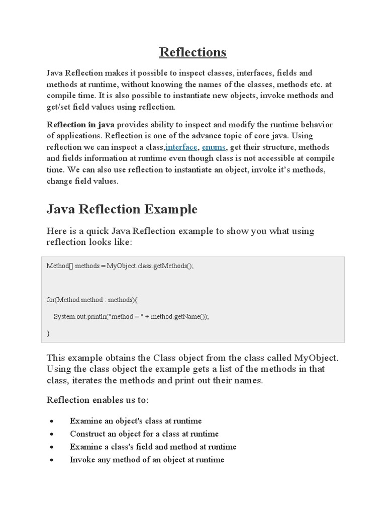 Exploring Java Reflection: A Powerful Mechanism for Runtime Inspection and Modification of ...