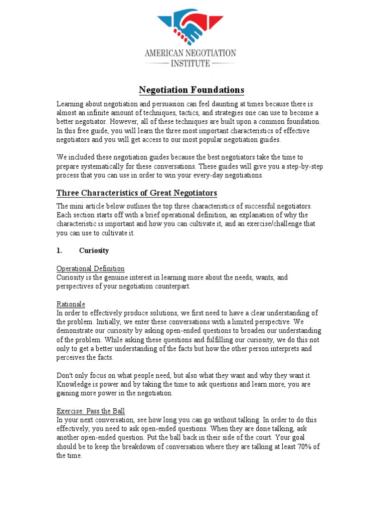 Ultimate Negotiation Guide | PDF | Negotiation | Question