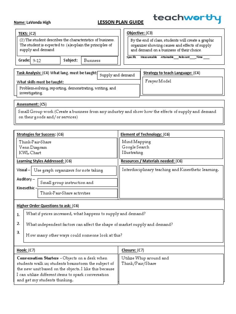 Lesson Plan Guide LPG | PDF | Supply And Demand | Demand