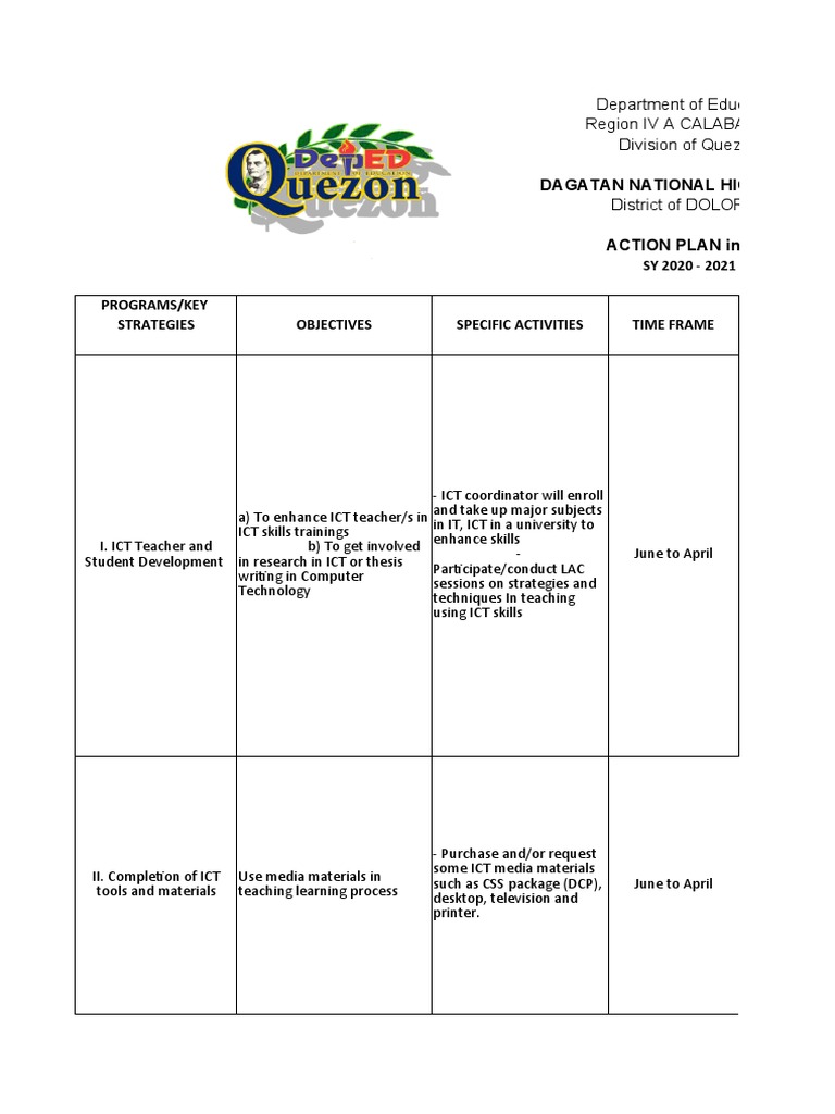 Action Plan ICT | PDF | Information And Communications Technology ...
