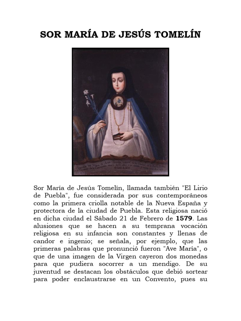 Sor Maria de Jesus Tomelin (1579-1637) | PDF