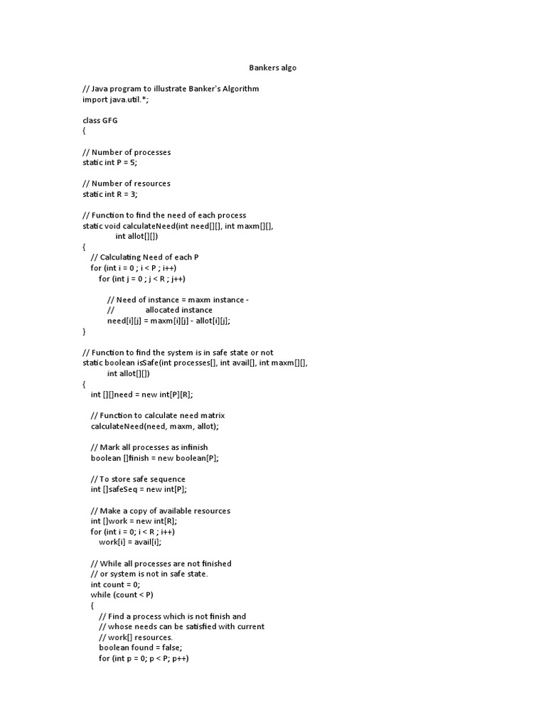 Java and C Banker's Algorithm Examples | PDF | Algorithms | Programming Paradigms