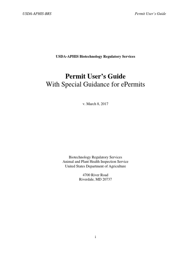 USDA-APHIS Permit User Guide | PDF | National Environmental Policy Act ...