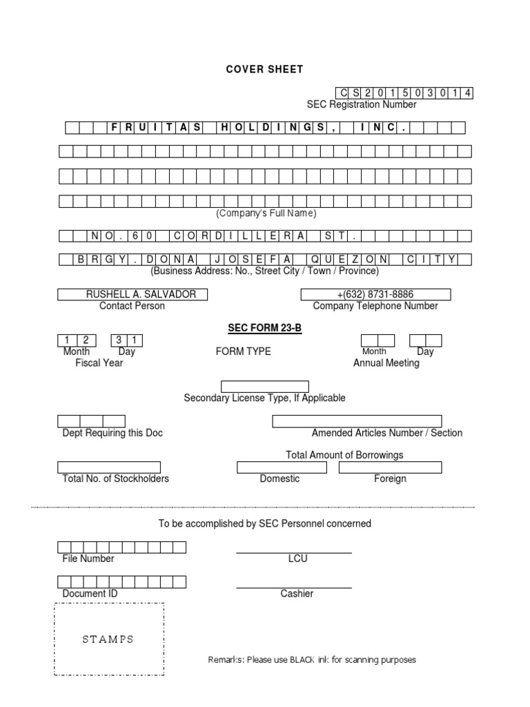 SEC Form 23-B: Ownership Changes Report | PDF | Securities (Finance ...