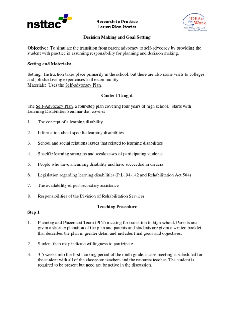 Goal Setting | PDF | Individualized Education Program | Learning Disability