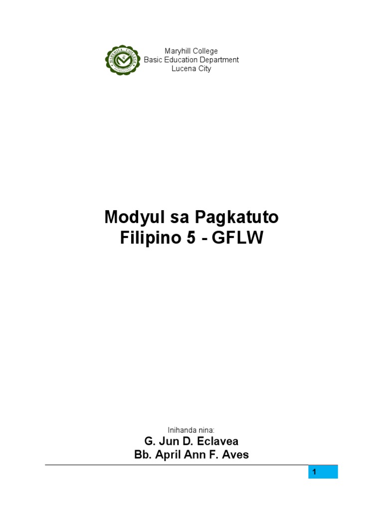 Learning Module in Filipino 5 GFLW S.Y. 2019 2020 | PDF