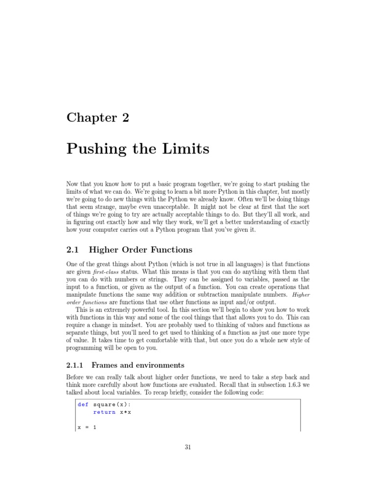 Pushing The Limits 2 1 Higher Order Functions Pdf Anonymous Function Subroutine