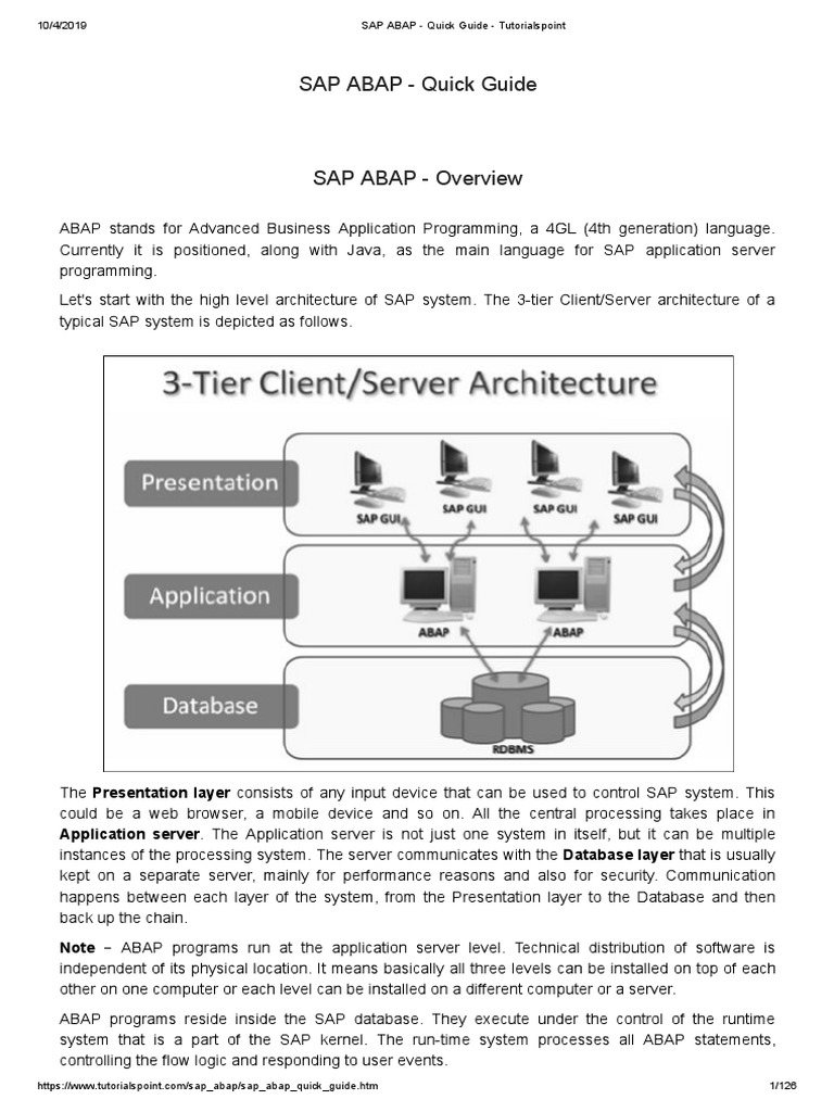 SAP ABAP - Quick Guide - Tutorialspoint | PDF | Control Flow | Variable (Computer Science)