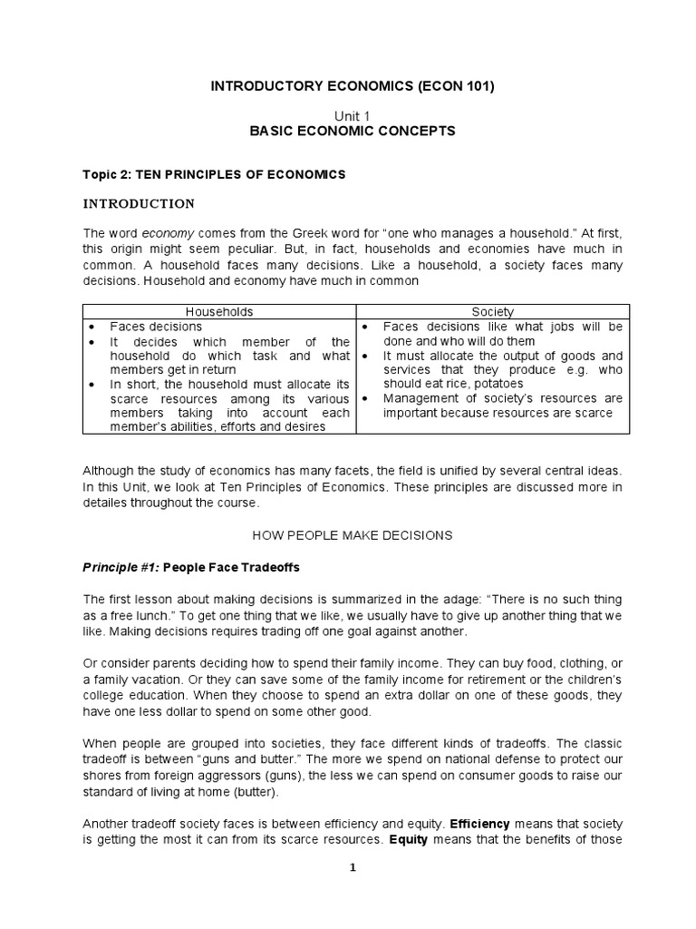Unit1-Topic2 Handout-Ten Principles of Economics | PDF | Phillips Curve ...