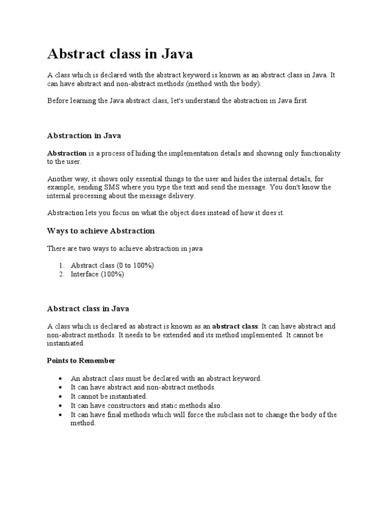 Abstract Class In Java Download Free Pdf Class Computer Programming Method Computer 3653