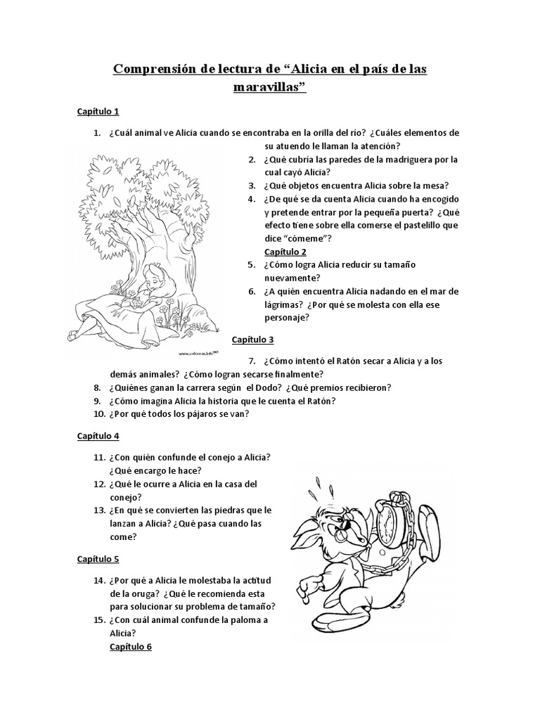 Alicia Comprensión de Lectura y Análisis | PDF | Las aventuras de ...