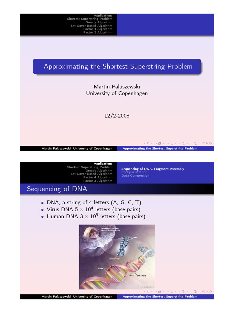 Approximating The Shortest Superstring Problem Martin Paluszewski University Of Copenhagen