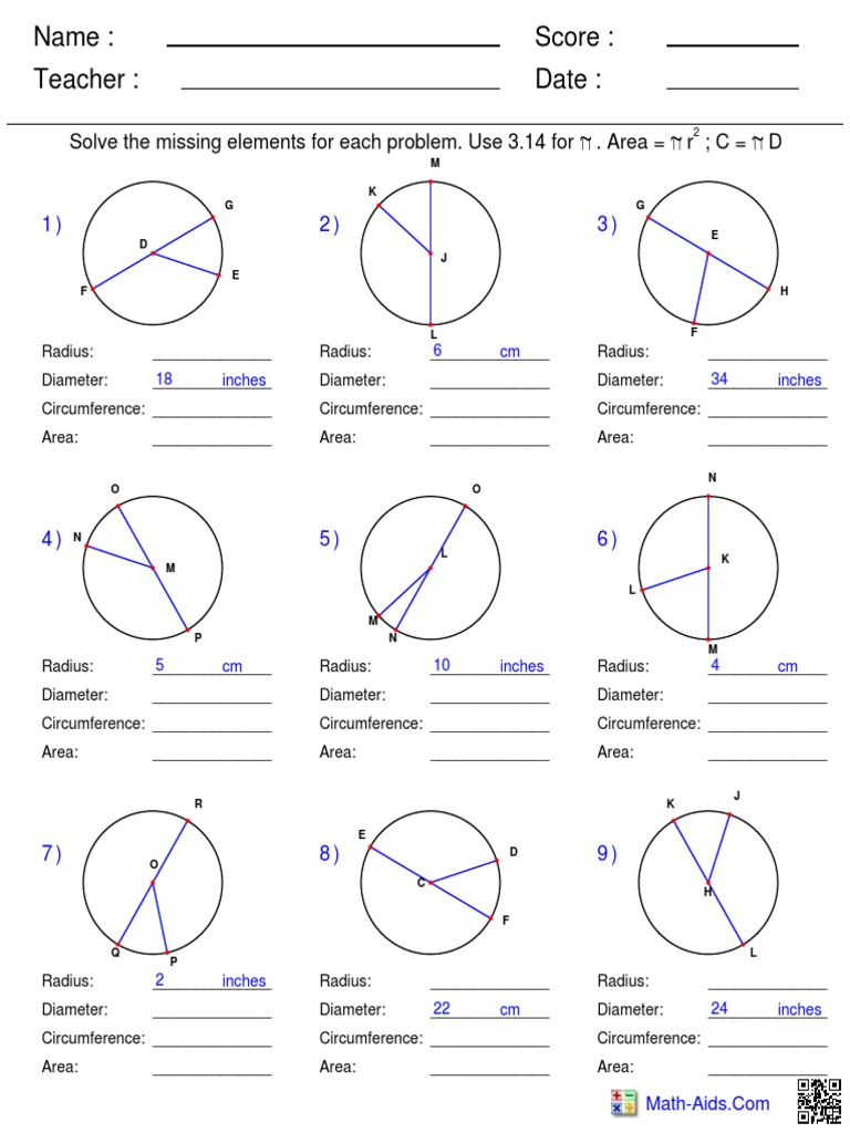 Name: Teacher: Date: Score:: Solve The Missing Elements For Each ...