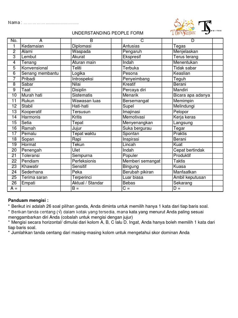 Understanding People Form | PDF