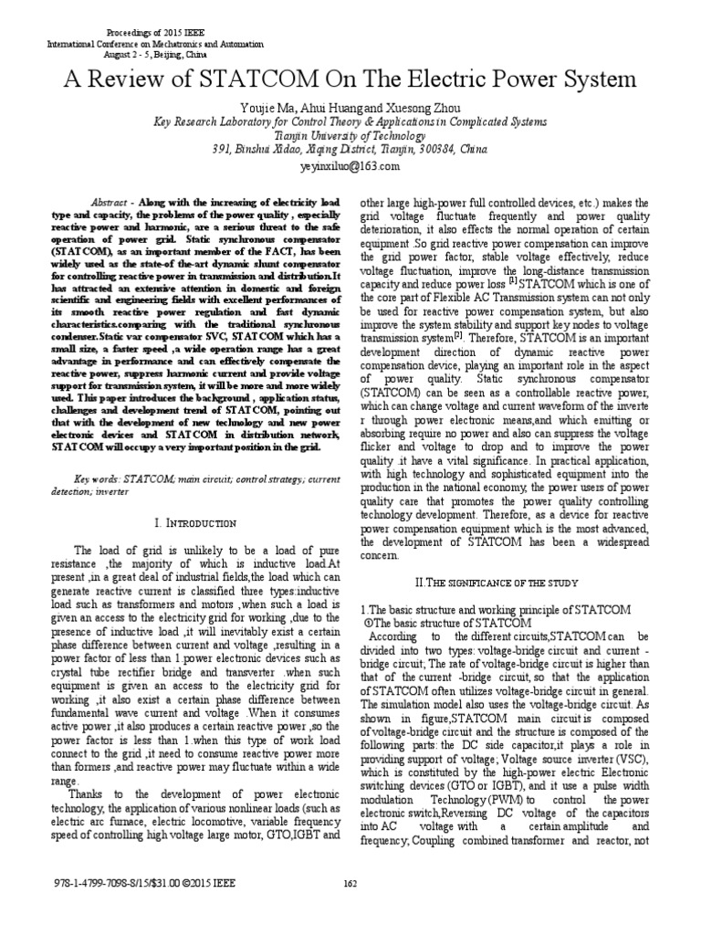 STATCOM Review PDF | PDF | Power Electronics | Power Inverter