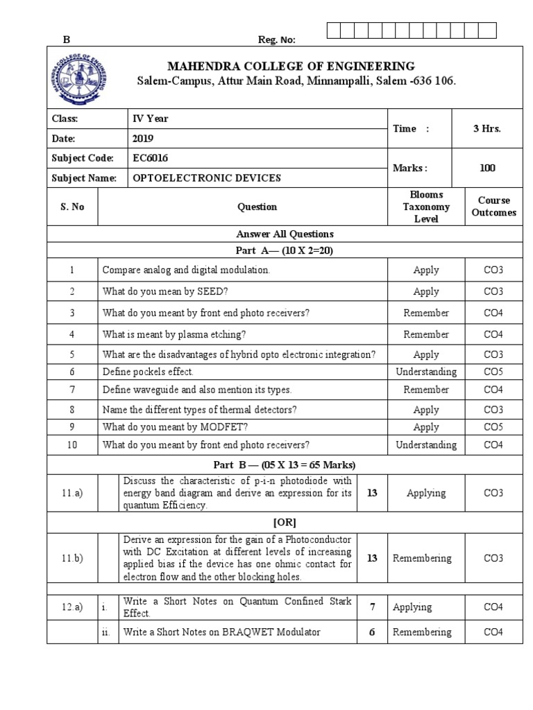 Model Oed Set B | PDF | Detector (Radio) | Optics
