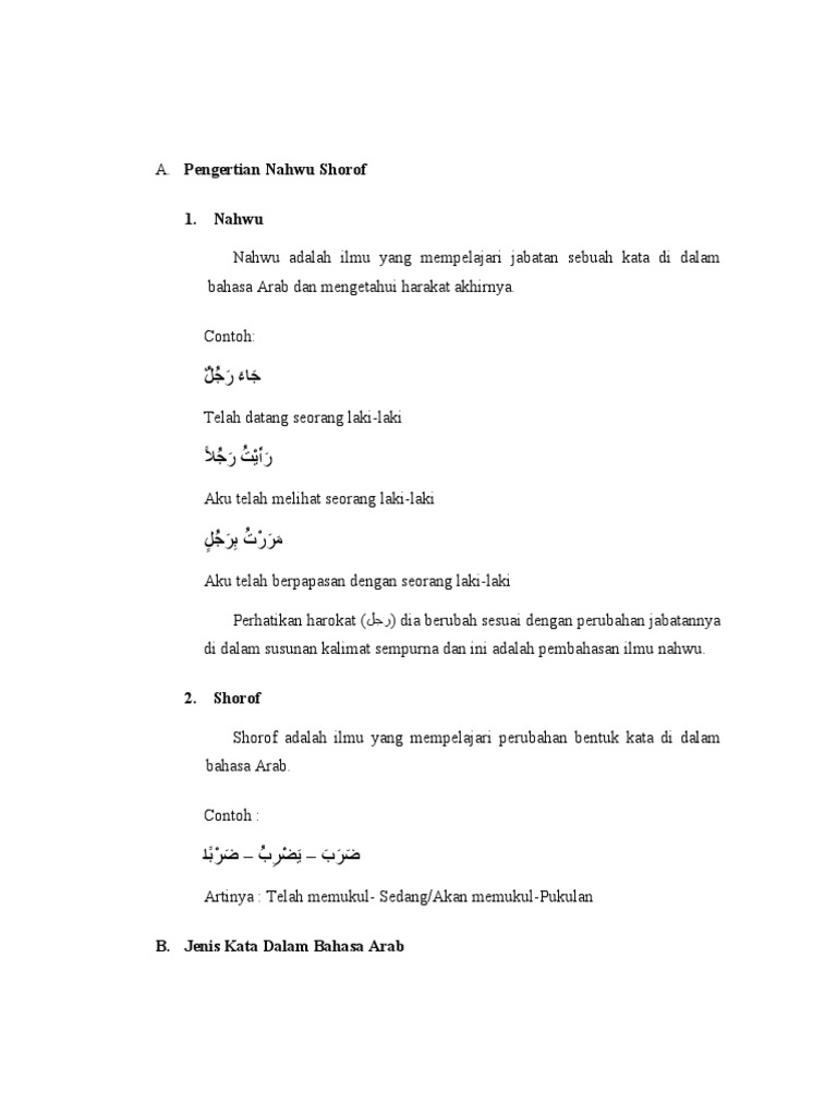 Pengertian Nahwu Shorof | PDF