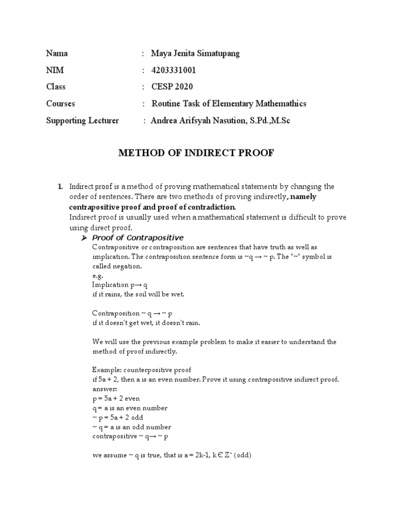 Method of Indirect Proof | PDF | Fraction (Mathematics) | Rational Number
