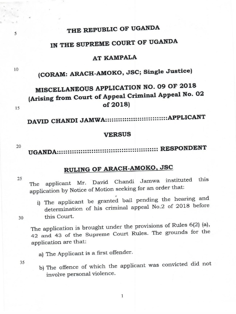 David Chandi Jamwa V Uganda Supreme Court PDF | PDF