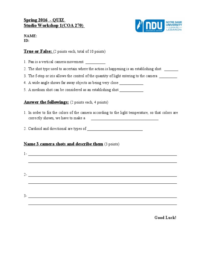 Studio Workshop I Quiz | PDF