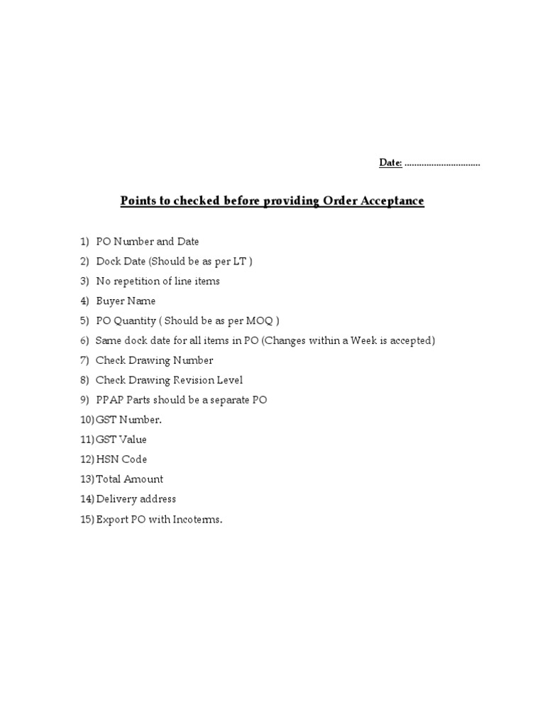 Order Acceptance | PDF