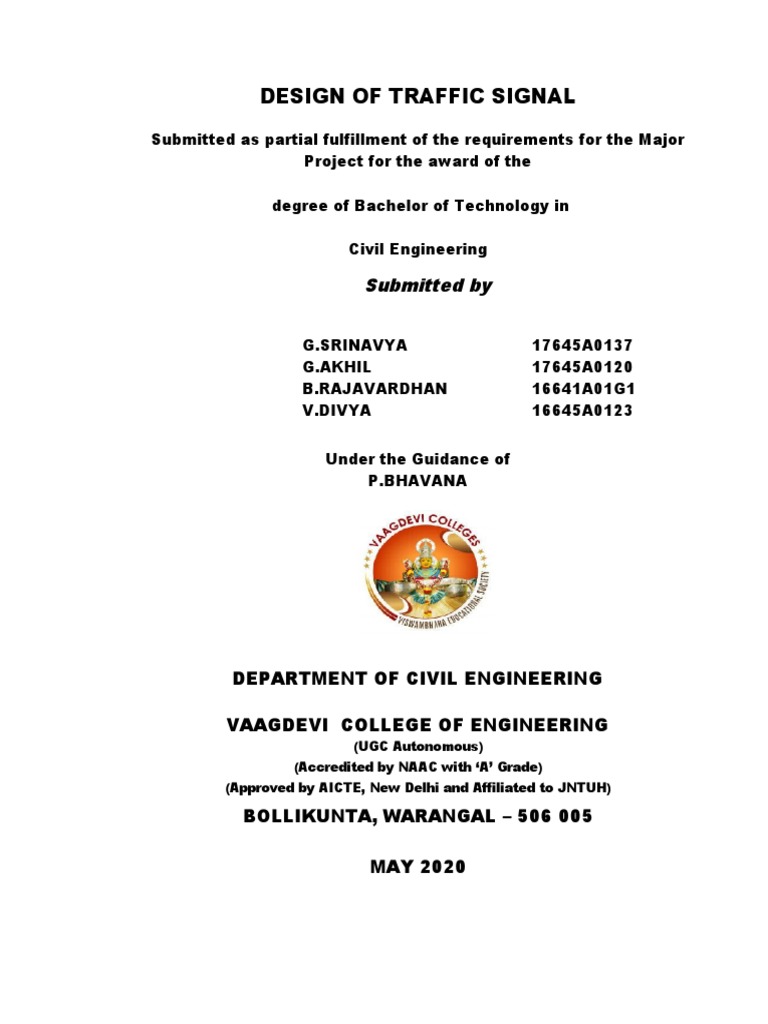 Traffic Signal Design Project Report | PDF