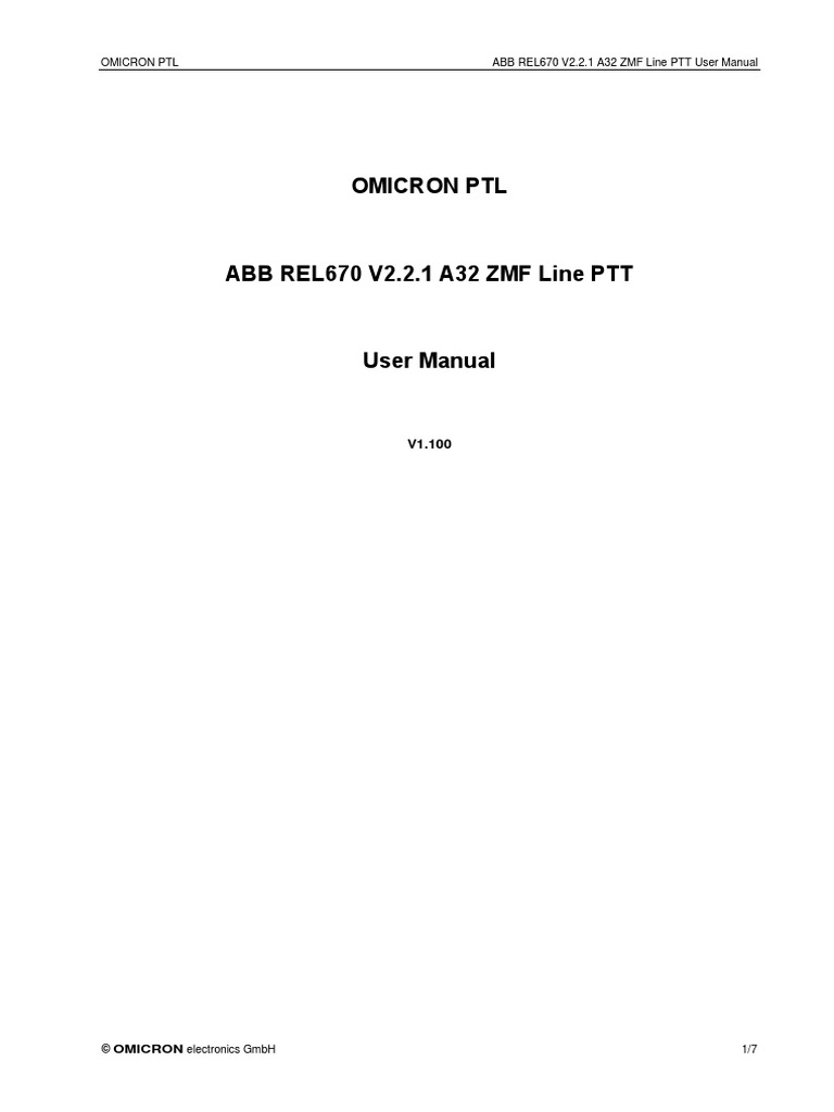 ABB REL670 V2.2.1 A32 ZMF Line PTT User Manual ENU PDF | PDF | Relay ...