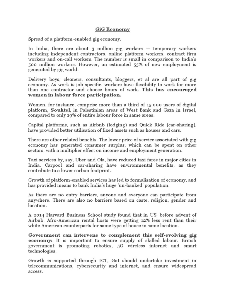 Gig Economy | PDF | Labour Economics | Economic Growth