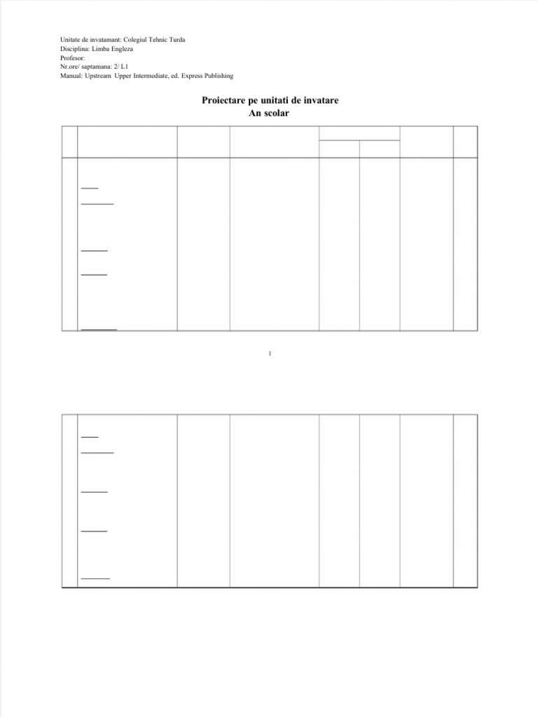 Proiectare Pe Unitati de Invatare An Scolar | PDF