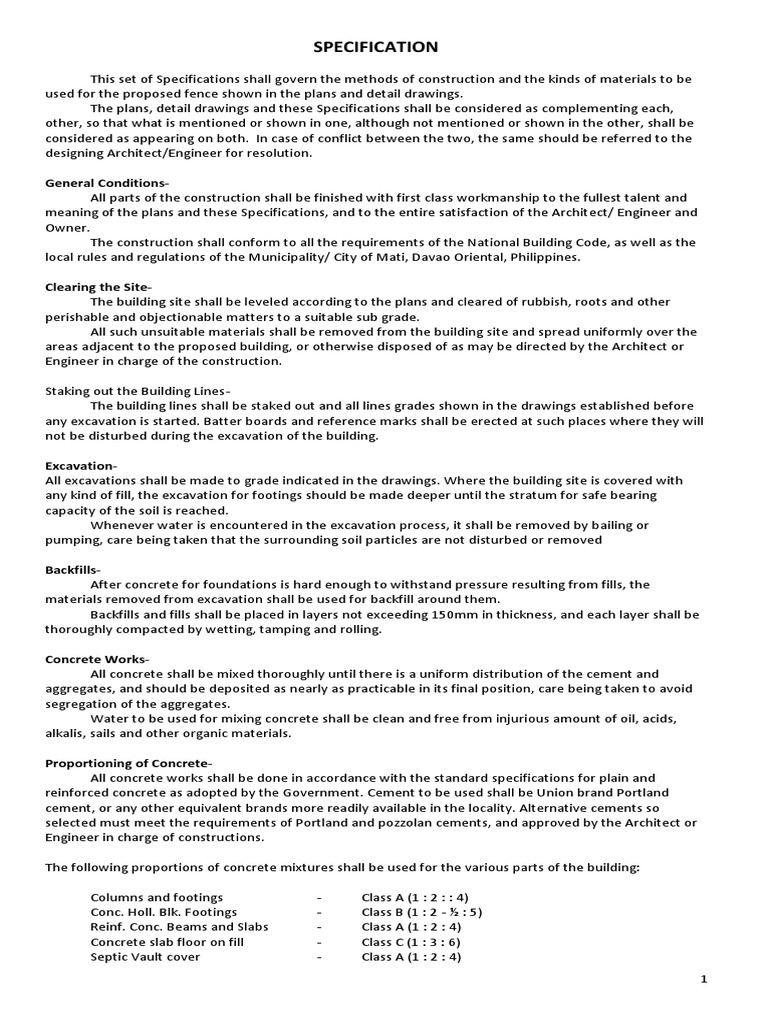 Building Specification | Download Free PDF | Concrete | Construction ...