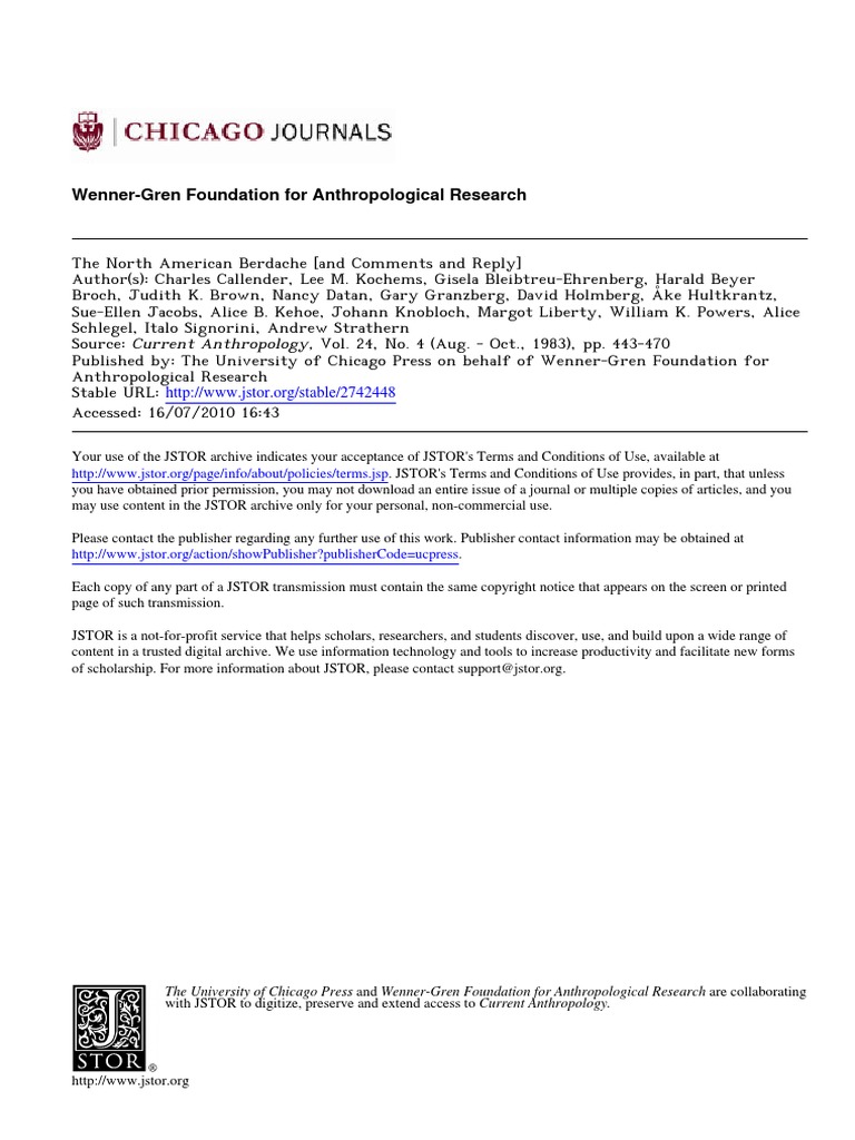 The North American Berdache | PDF | Indigenous Peoples Of The Americas ...