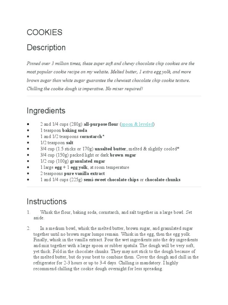 Cookies Description: Spoon & Leveled | Download Free PDF | Chocolate ...