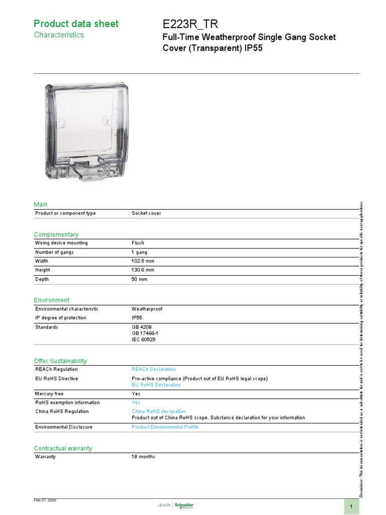 E223R - TR: Product Data Sheet | PDF