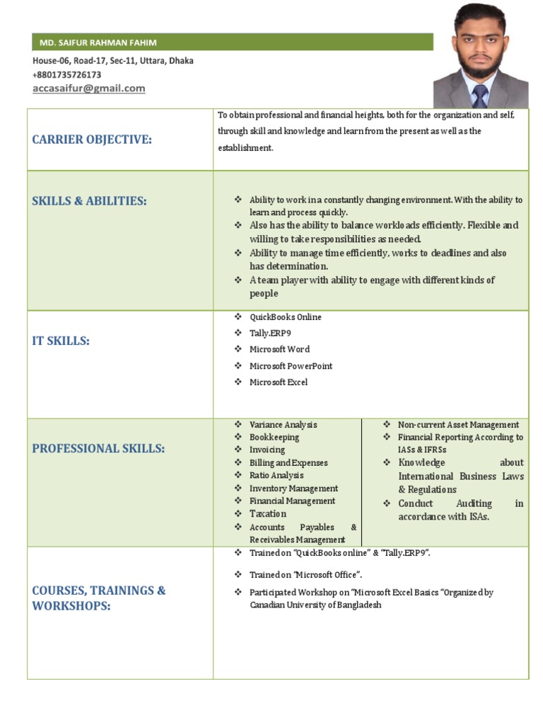 CV (Md. Saifur Rahman Fahim) PDF | PDF | Audit | Quick Books