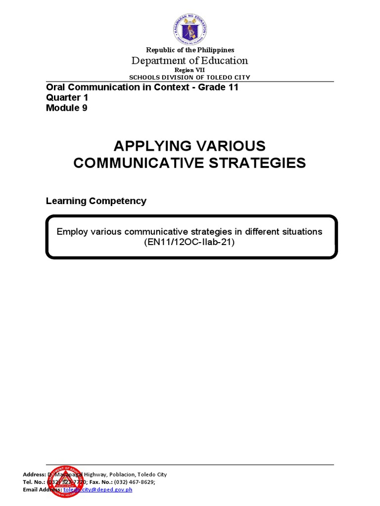OCC - Q1 - Module 9-Communicative strategies-EDITED | PDF | Interview ...