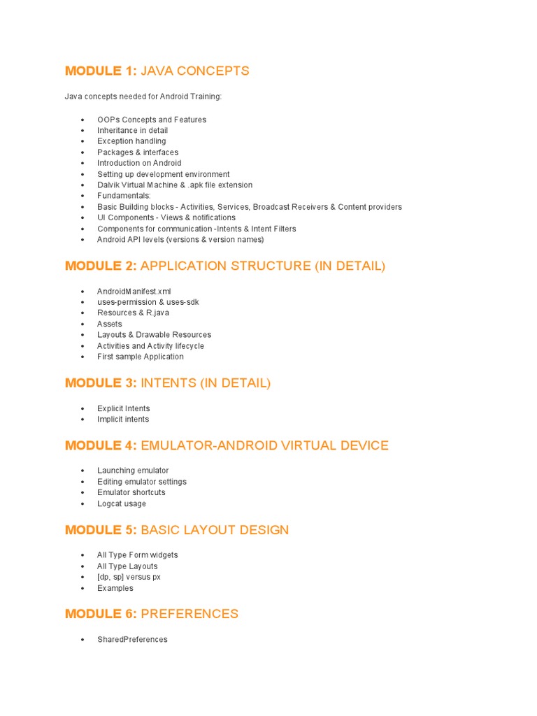 Module 1: Java Concepts | PDF | Android (Operating System) | Modular ...